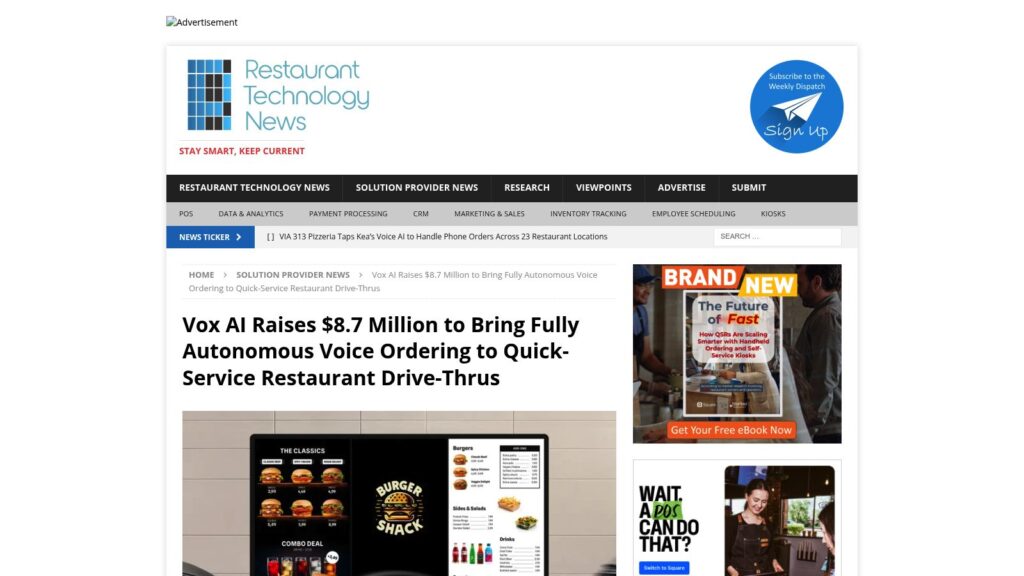Vox AI Raises $8.7 Million to Bring Fully Autonomous Voice Ordering to Quick-Service Restaurant ...